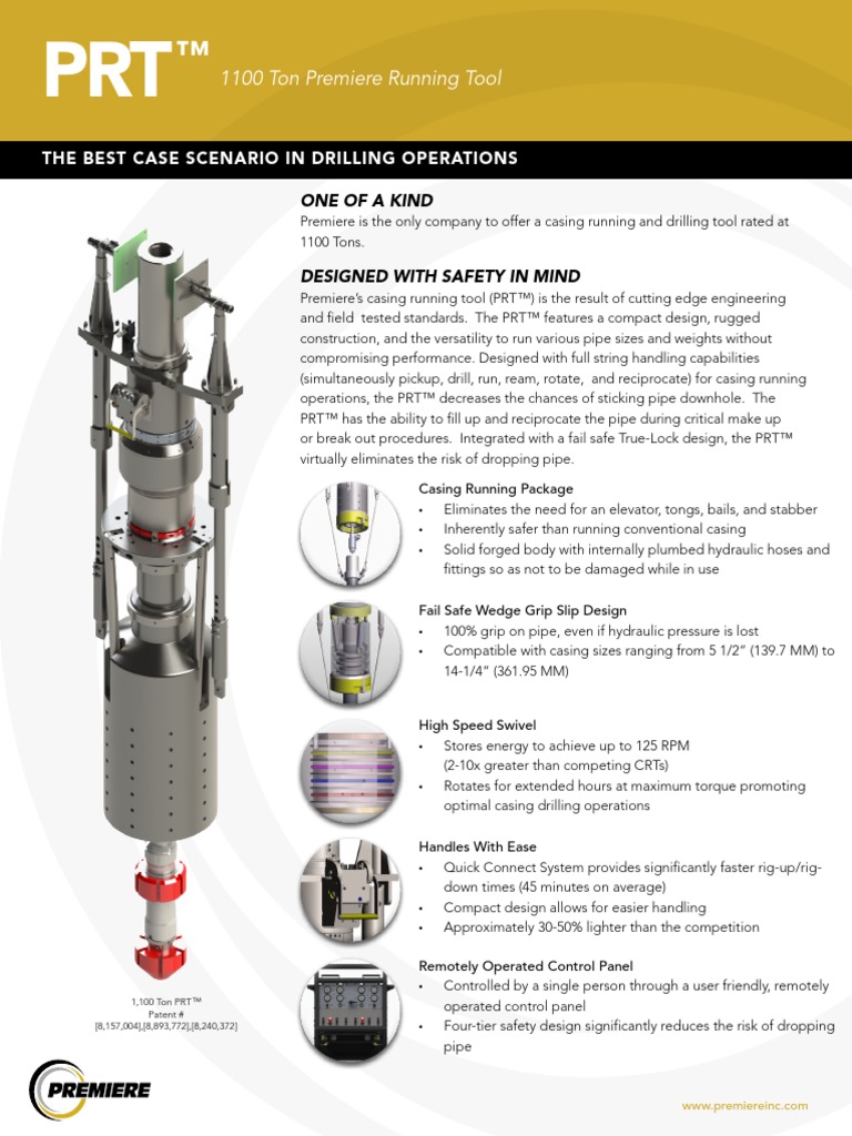 Datasheet PRT - 1100 Ton | PDF | Drilling Rig | Pipe (Fluid Conveyance)