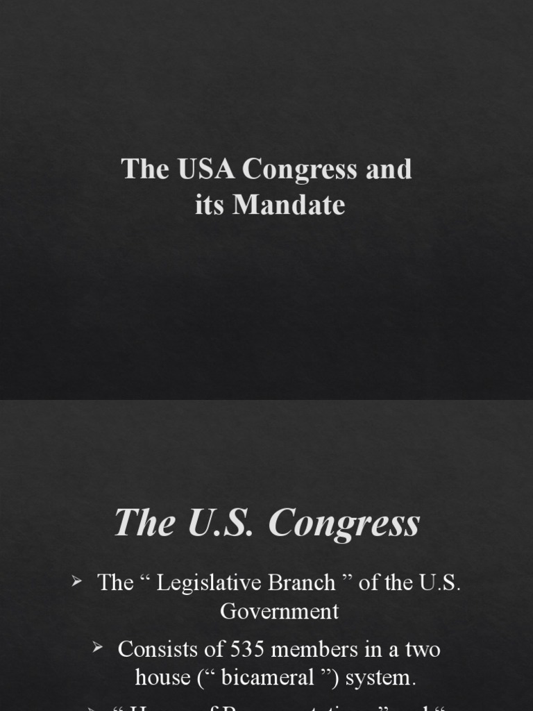 The USA Congress and Its Mandate | PDF | United States Congress ...