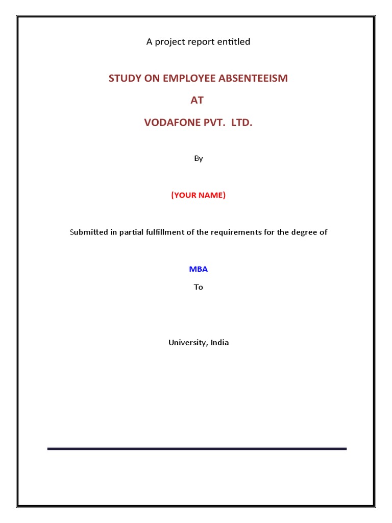 Project On Absenteeism | PDF | At&T Mobility | Verizon Wireless