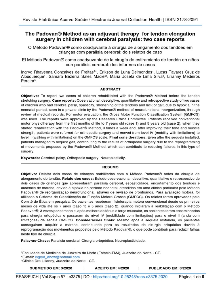 2020 O Método Padovan Como Coadjuvante À Cirurgia de Crianças Com ...