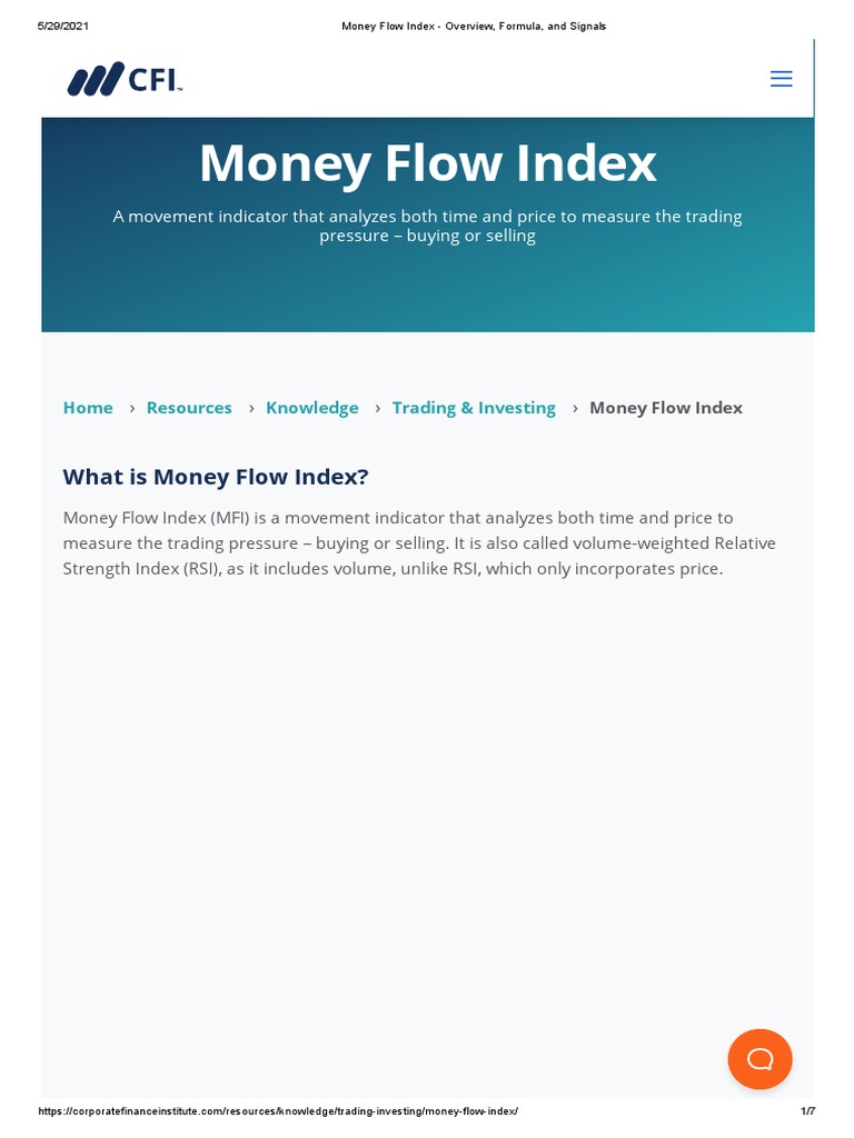 Money Flow Index - Overview, Formula, and Signals | PDF | Business