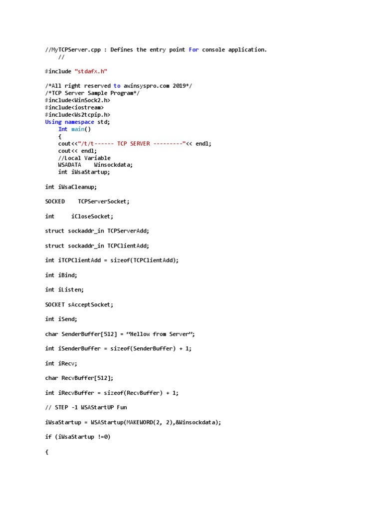 My TCPServer | PDF | Computer Programming | Software Engineering