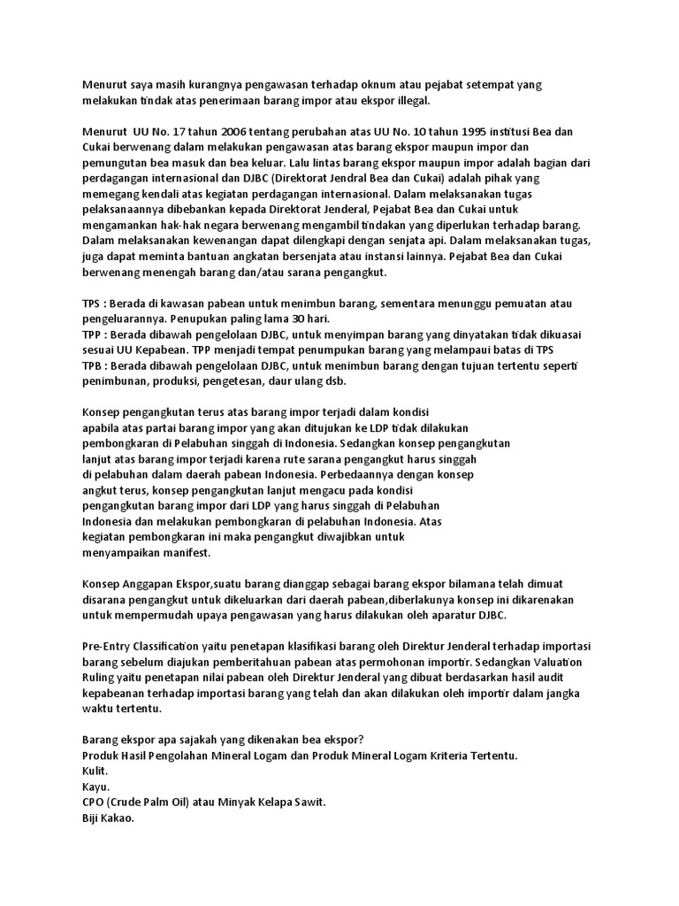 Diskusi 1 Kepabeanan Dan Cukai | PDF | Pengelolaan Keuangan & Uang