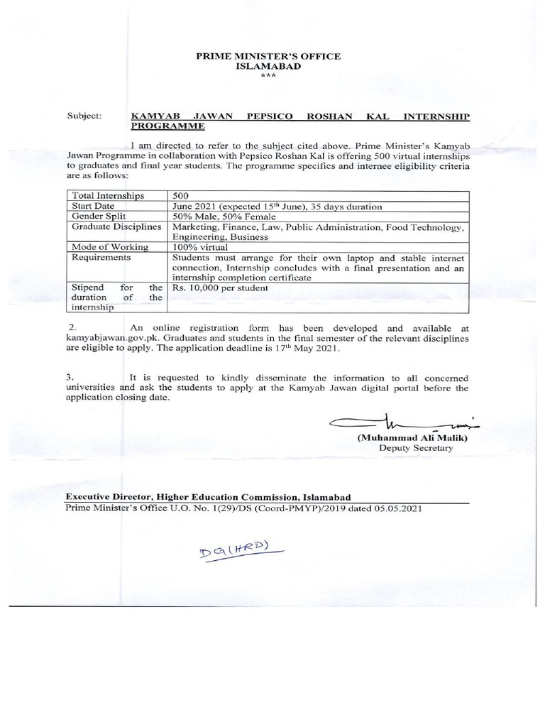 1620277611523-Kamyab Jawan Pepsico Roshan Kal Internship Programme 0001 | PDF