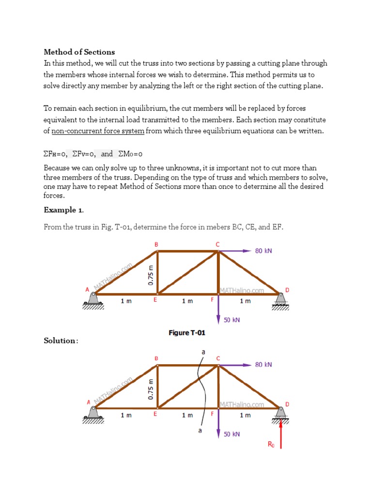 Method of Sections for Truss Analysis | PDF | Teaching Methods & Materials