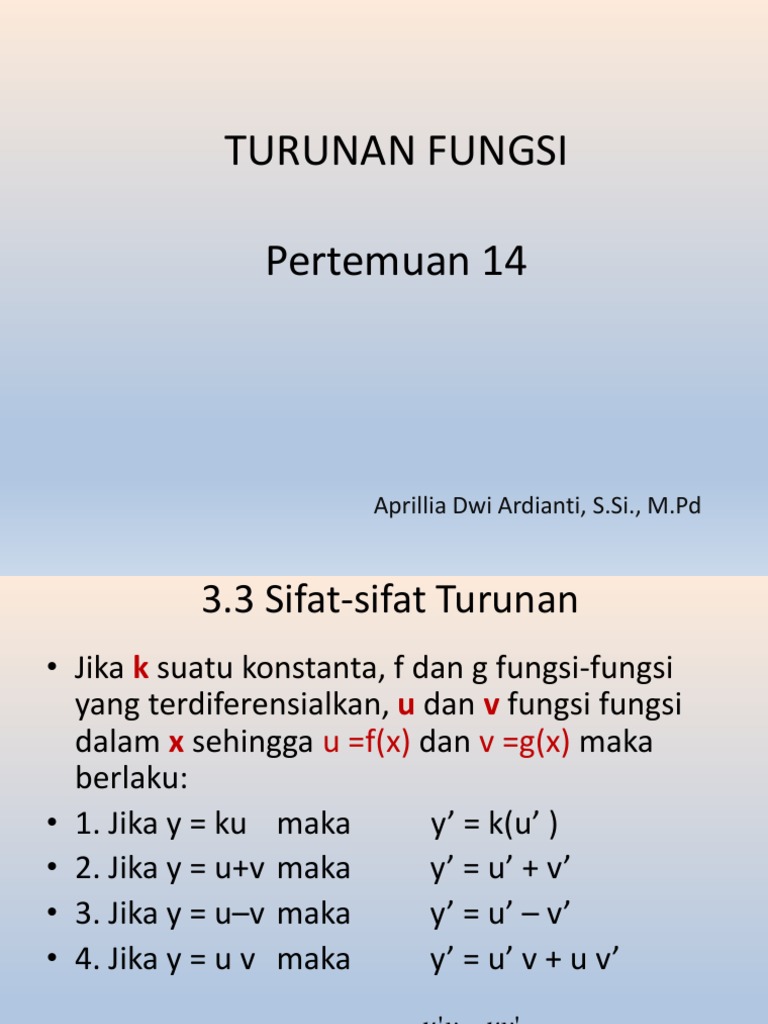 Sifat-Sifat Turunan Fungsi | PDF | Metode & Bahan Ajar