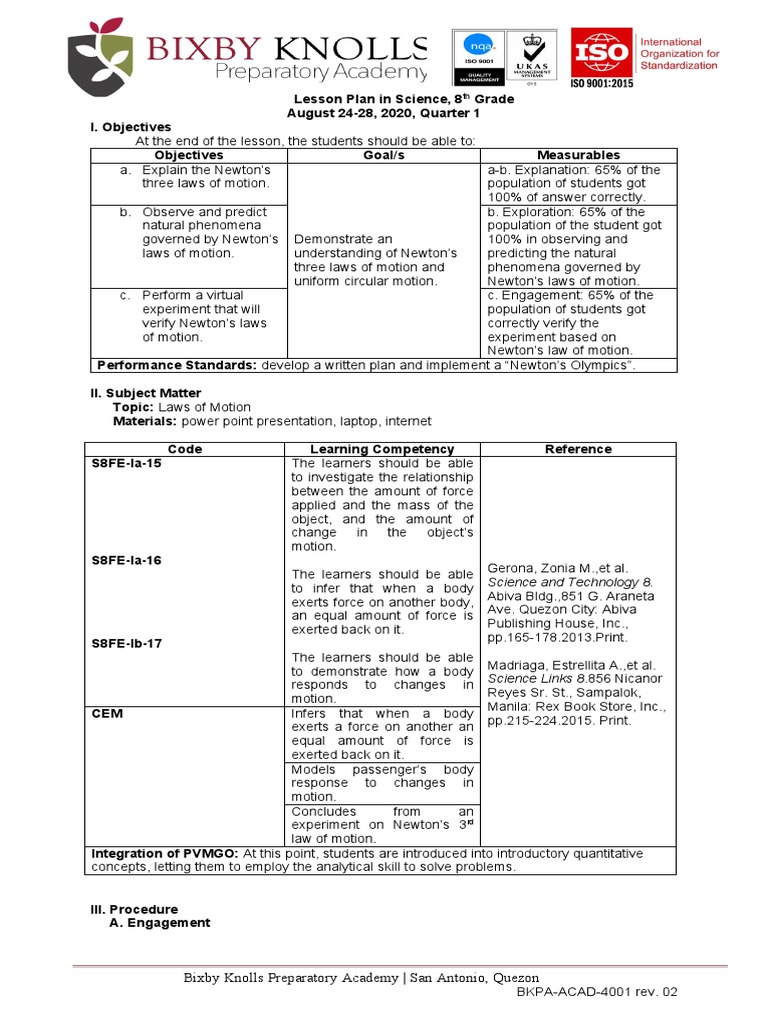 Sci8-Q1-W1-3-L1 - The Laws of Motion | PDF | Newton's Laws Of Motion | Force