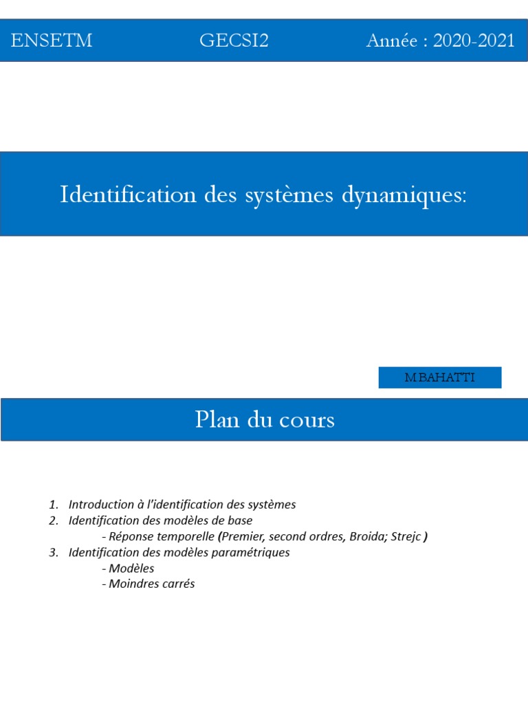 Identification Pro | PDF | Méthode des moindres carrés | Modèle ...