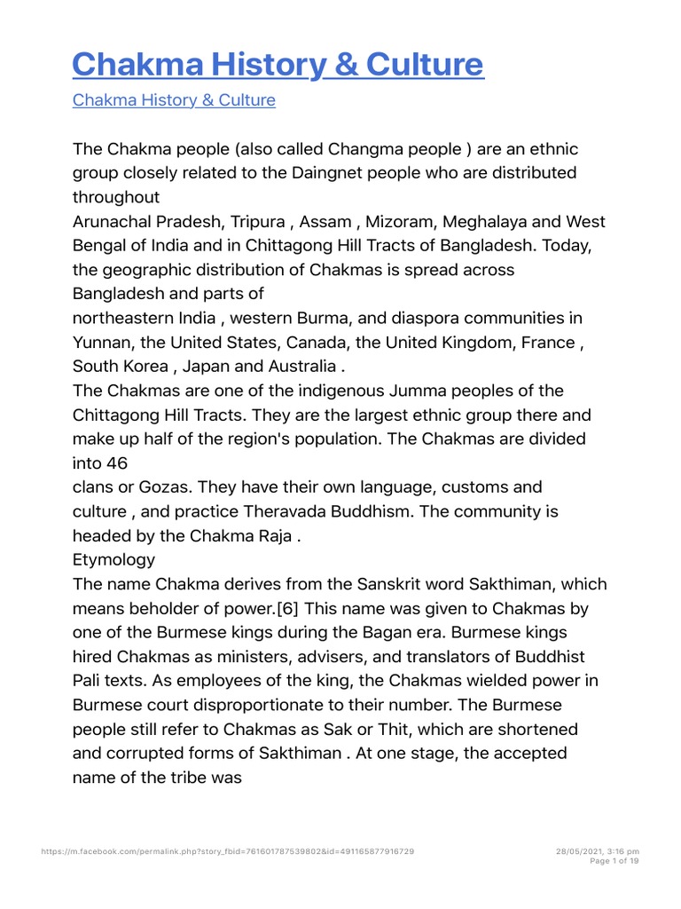 Chakma Tribe: History and Culture | PDF | Bangladesh | South Asia