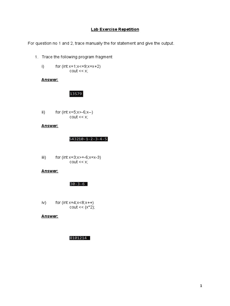 Lab Work (Repetition) | PDF