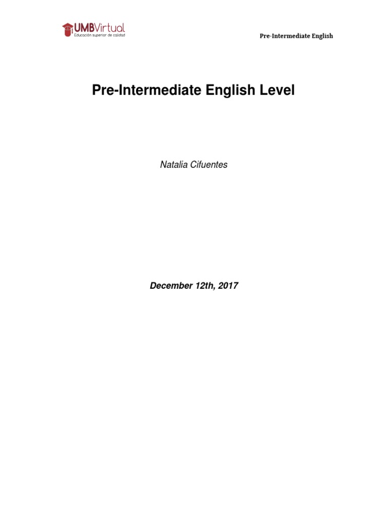 Pre-Intermediate English Level: Natalia Cifuentes | Download Free PDF ...