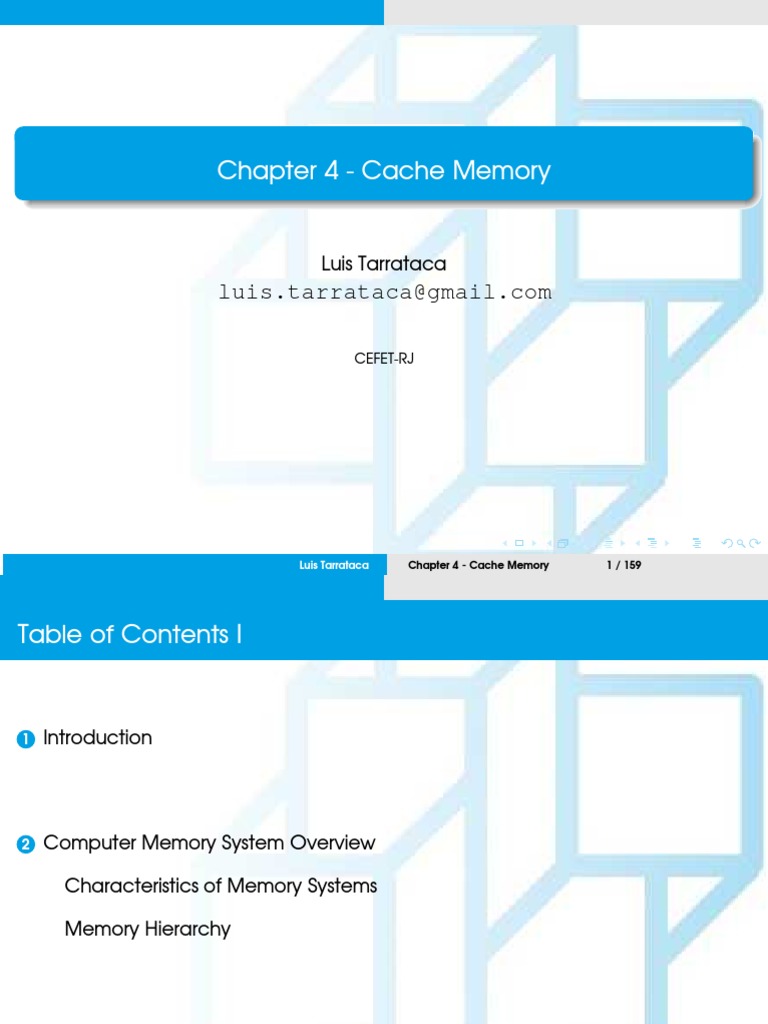 Chapter 4 - Cache Memory: Luis Tarrataca | PDF | Cpu Cache | Computer Data Storage