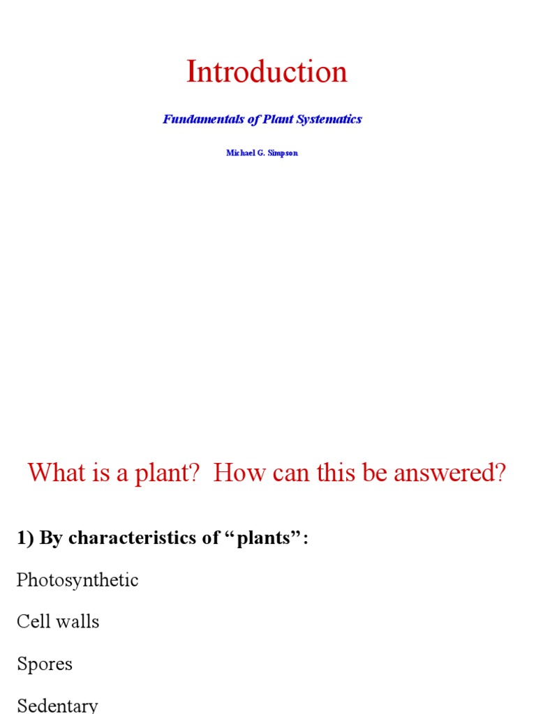 Fundamentals of Plant Systematics: Michael G. Simpson | PDF | Plants ...