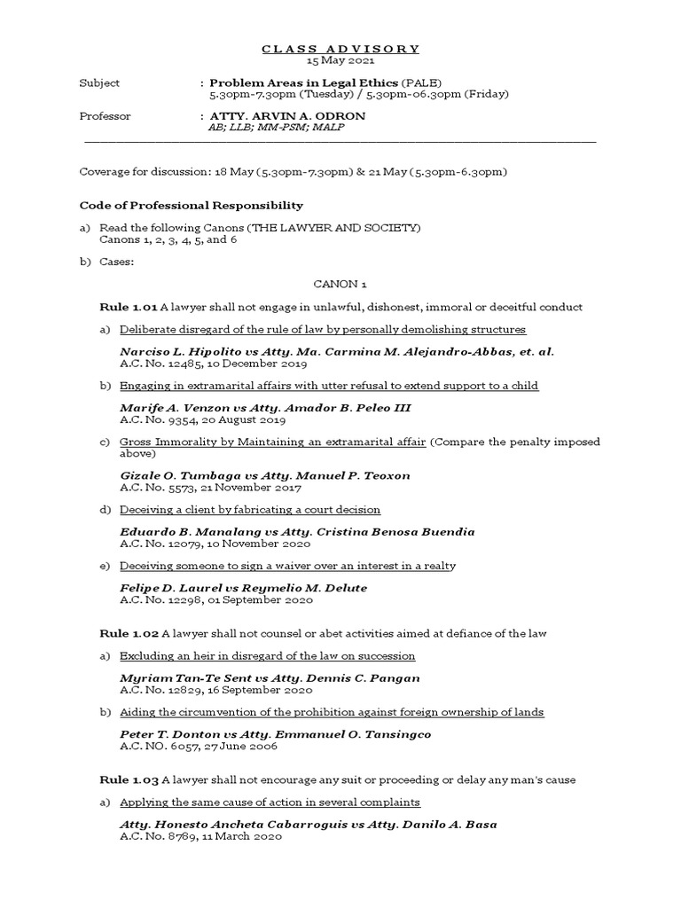 Class Advisory No. 9 (15 May 2021) | PDF | Lawyer | Applied Ethics