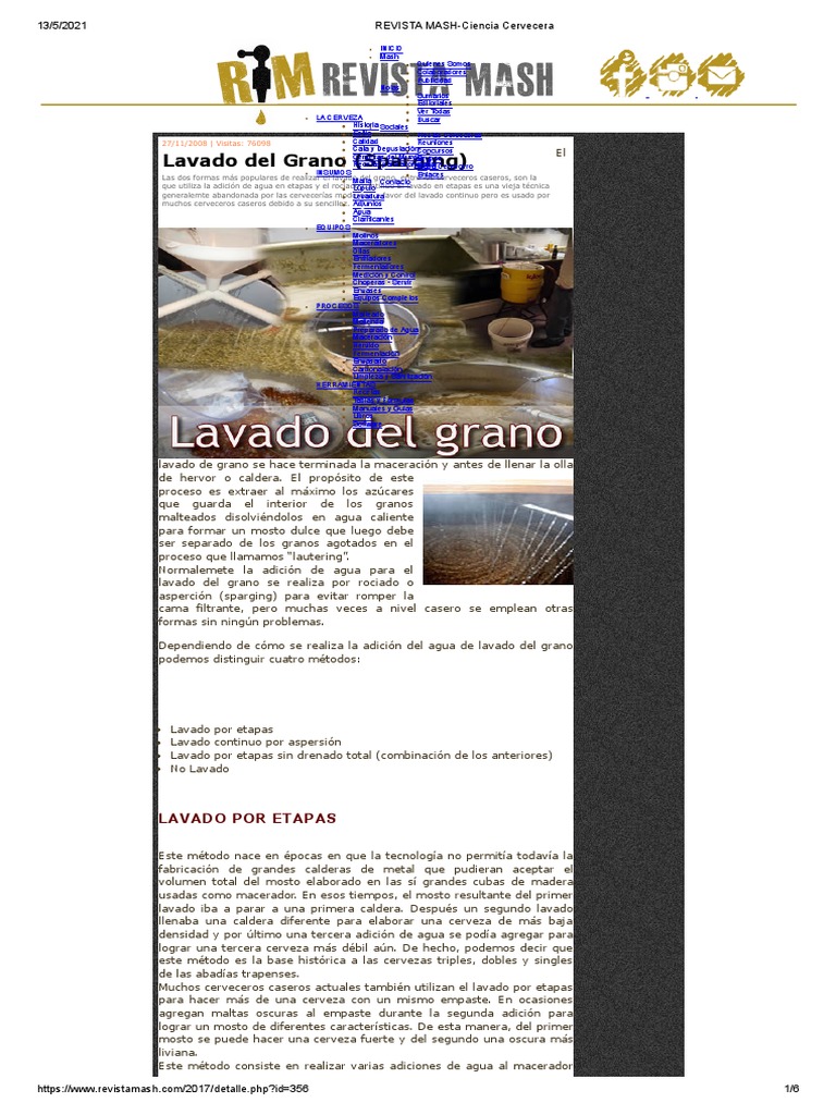3 Artículo Tipos De Lavado Revista Mash Pdf Cerveza Agua