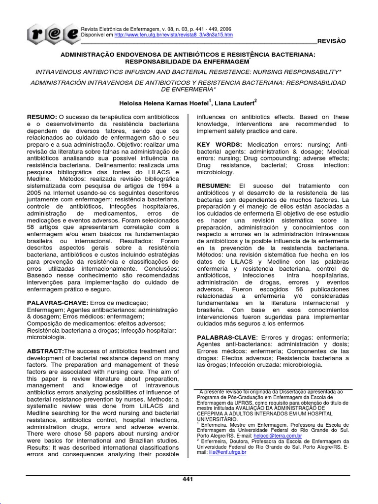Administração de Antibióticos e Enfermagem | PDF | Resistência ...