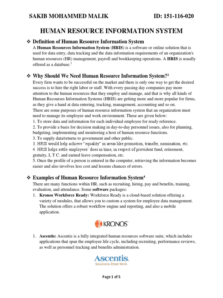 Human Resource Information System | PDF | Human Resources | Human ...
