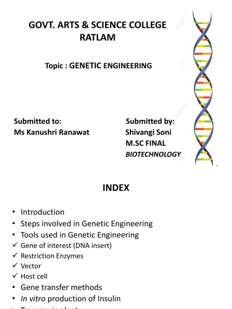 Basics of Genetic Engineering Explained | PDF | Recombinant Dna | Plasmid