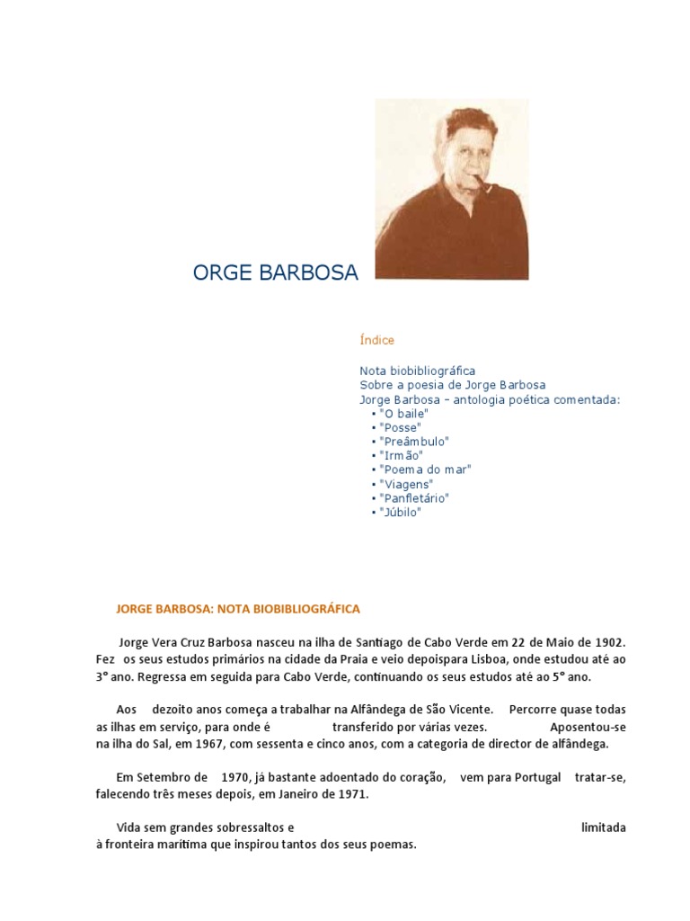 Jorge Barbosa: Vida e Poesia Cabo-Verdiana | PDF | Poesia | Idiomas