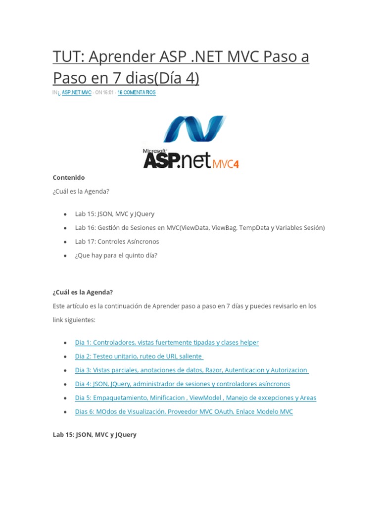 ASP.NET MVC: Día 4 - JSON y Sesiones | PDF | J Query | Script Java