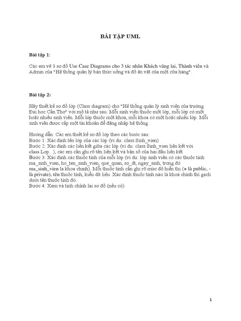 Bai Tap UML v2 | PDF