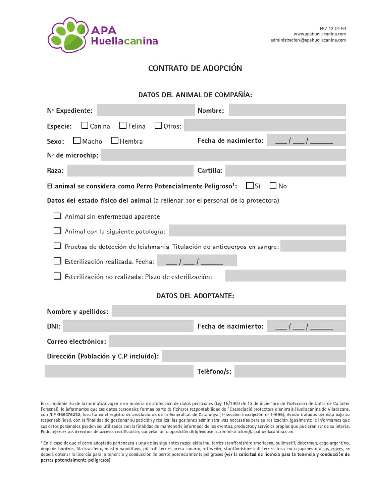 Contrato Adopción | PDF | Adopción | Perros
