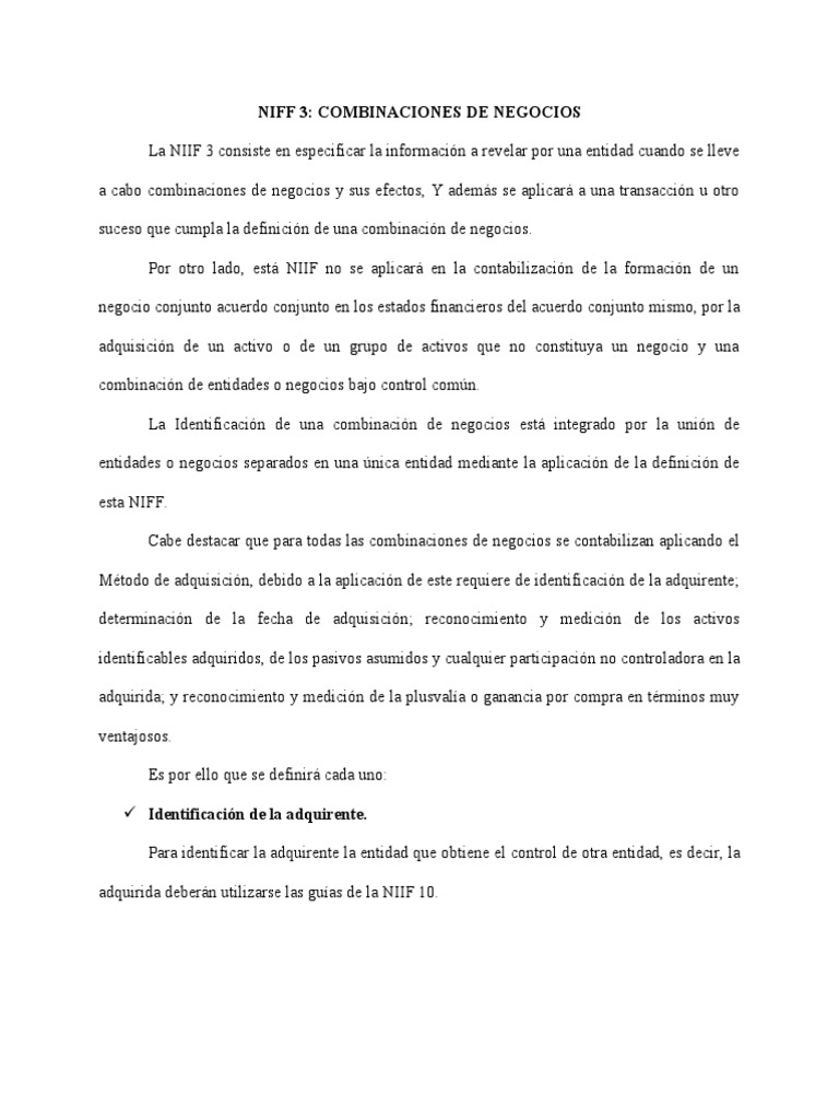 Resumen de Niff 3 | PDF | normas internacionales de INFORMACION ...