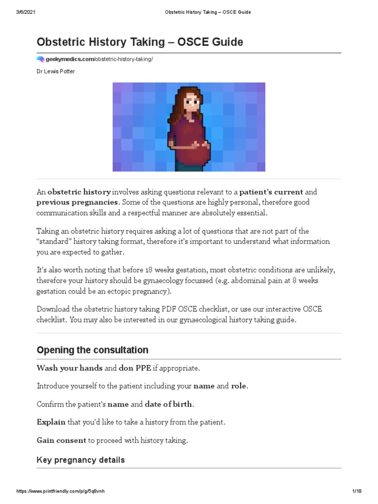 Obstetric History Taking - OSCE Guide | PDF | Miscarriage | Pregnancy
