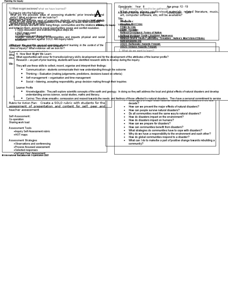 Sharing The Planet PYP Planner Science | PDF | Magma | Rock (Geology)