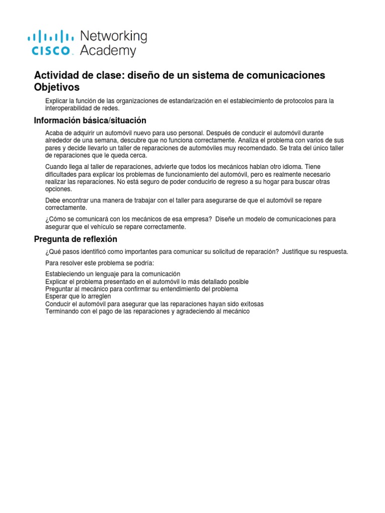 3.0.3 Class Activity Design A Communications System | PDF