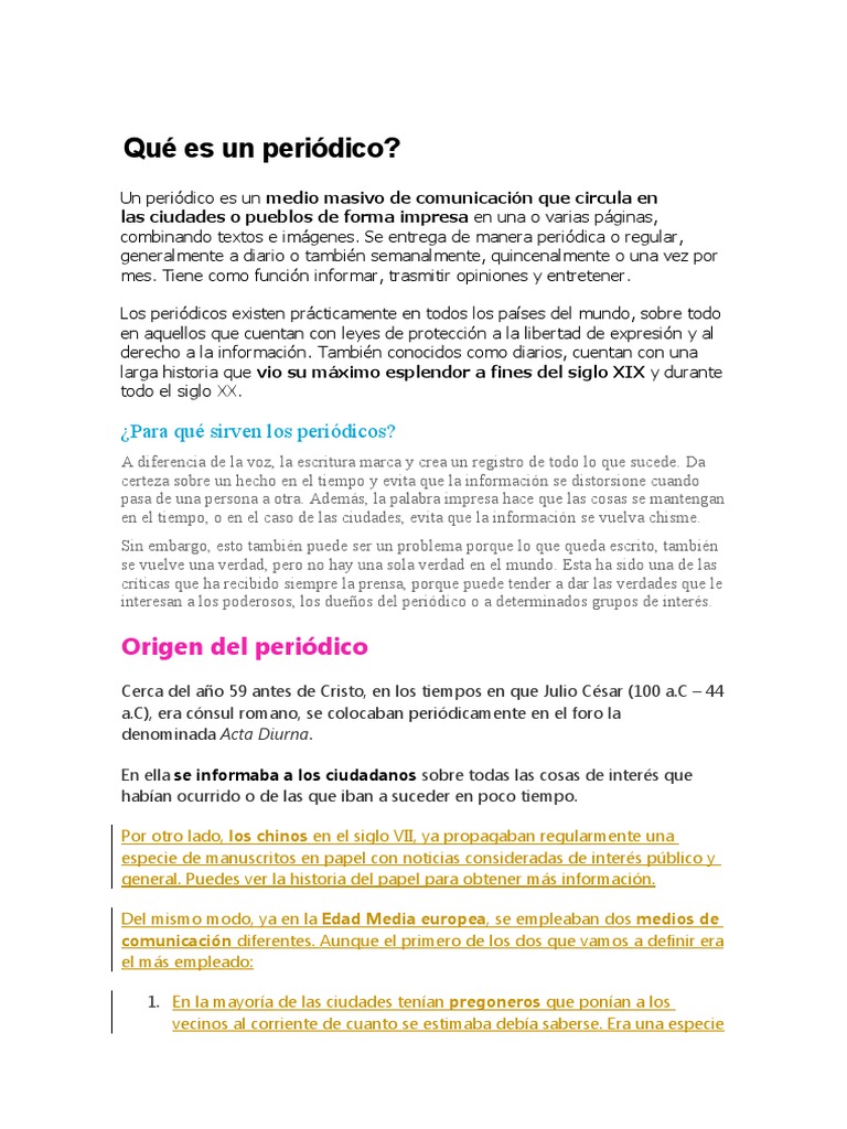Qué Es Un Periódico | PDF | Periódicos | Información