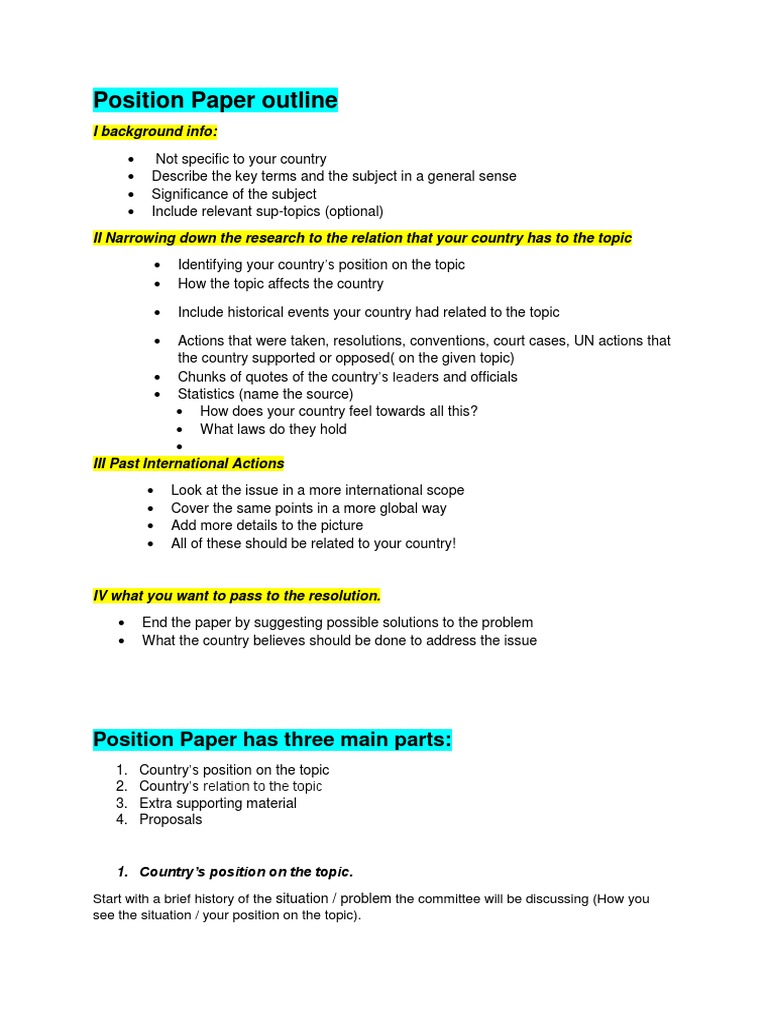 Position Paper Outline | PDF | Food And Agriculture Organization ...