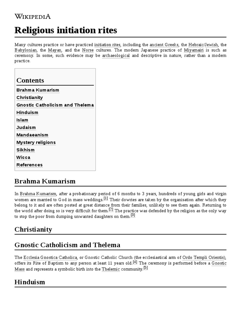 Religious Initiation Rites | Download Free PDF | Religious Faiths | Rituals