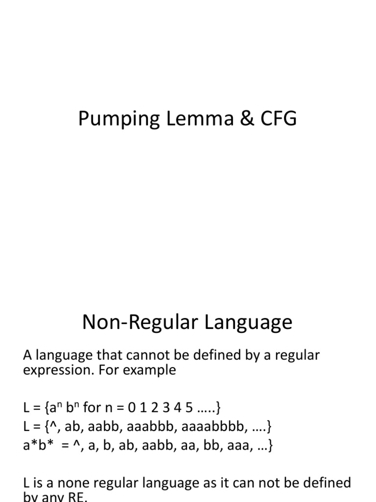 Pumping Lemma CFG | PDF | Metalogic | Linguistics