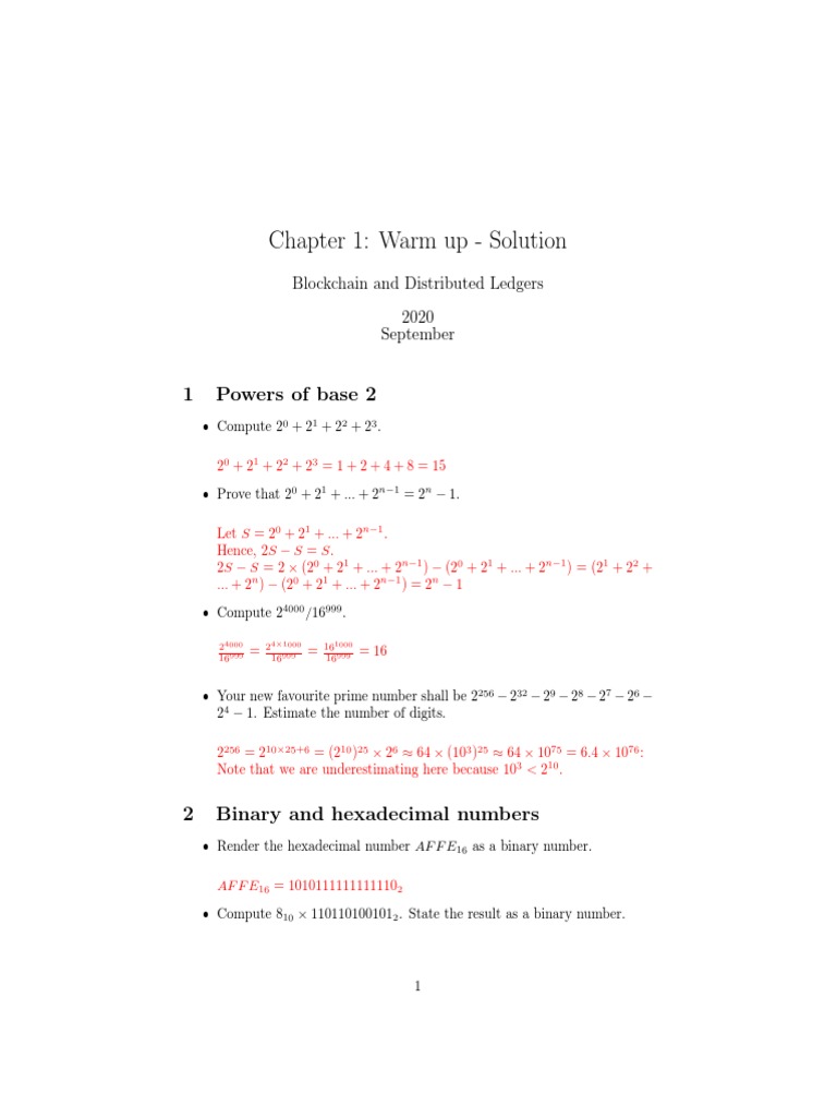 Chapter 1: Warm Up - Solution: 1 Powers of Base 2 | PDF | Group ...
