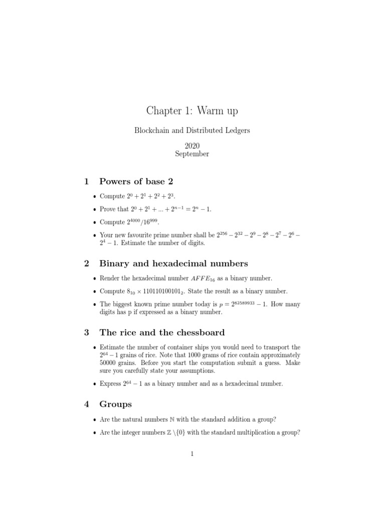 Chapter 1: Warm Up: 1 Powers of Base 2 | PDF
