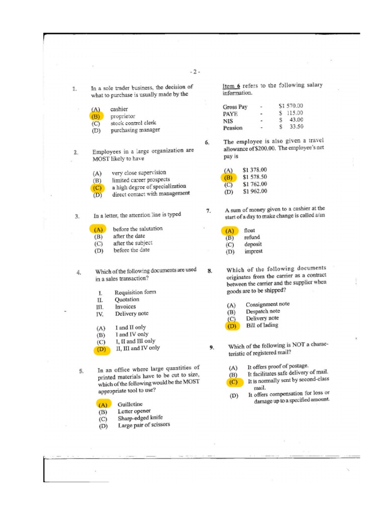 Csec Office Administration June 2011 Paper 1 | PDF