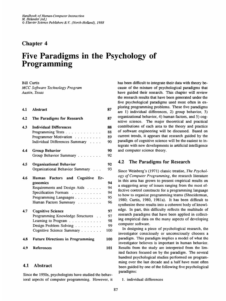 Five Paradigms in The Psychology of Programming | PDF | Human Factors ...