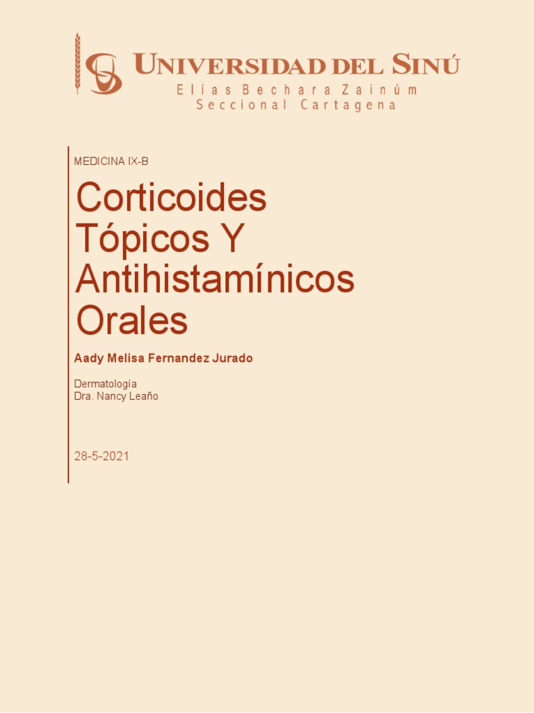 Corticoides Topicos y Antihistaminicos Orales | PDF | Corticosteroides ...