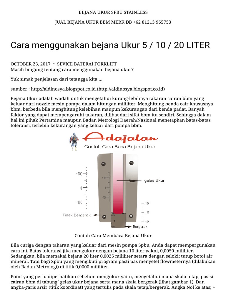 Cara Menggunakan Bejana Ukur 5 - 10 - 20 LITER | PDF