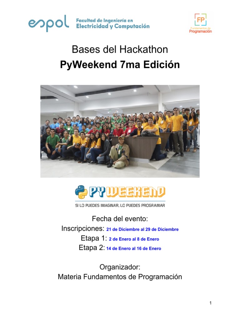 Bases Del Hackathon PyWeekend 7ma Edición | PDF | Informática y tecnología de la información ...