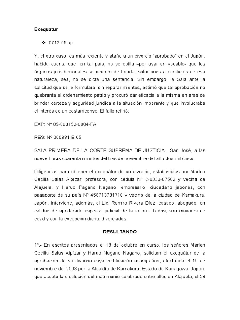 Exequatur | PDF | Divorcio | Justicia