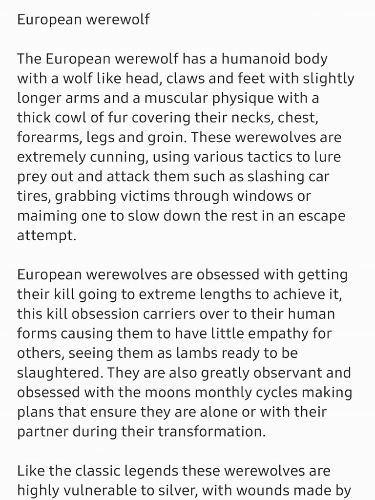 Werewolf Types | PDF
