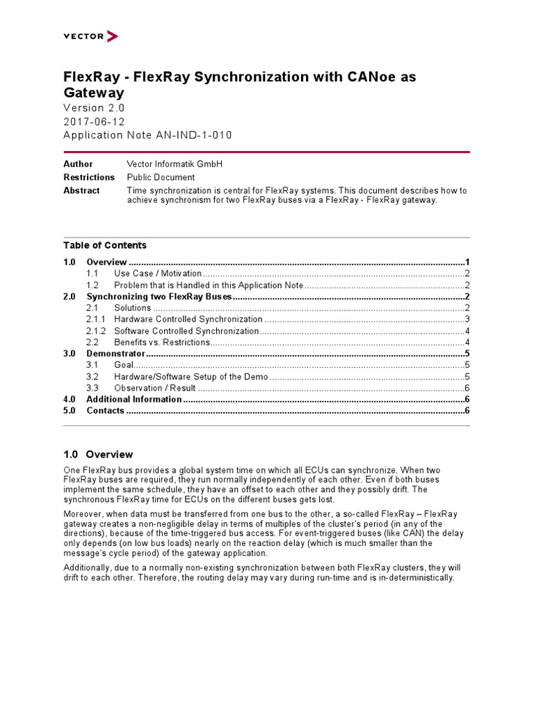 AN-IND-1-010 FlexRay-FlexRay Synchronization W CANoe As Gateway | PDF | Computer Cluster ...
