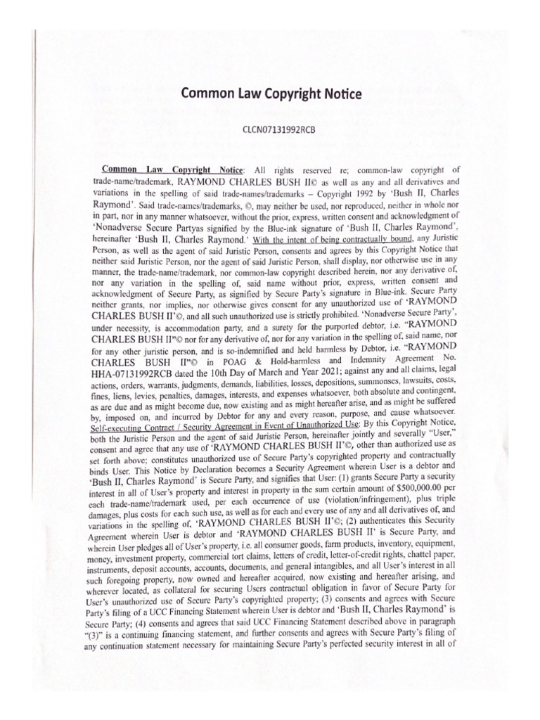 Common Law Copyright Notice | PDF