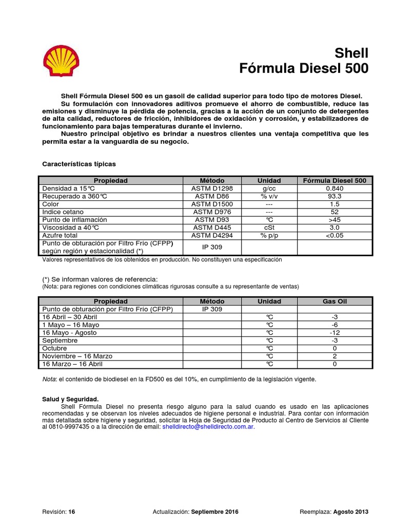 Shell Formula Diesel 500 | PDF | Combustible diesel | Biodiésel