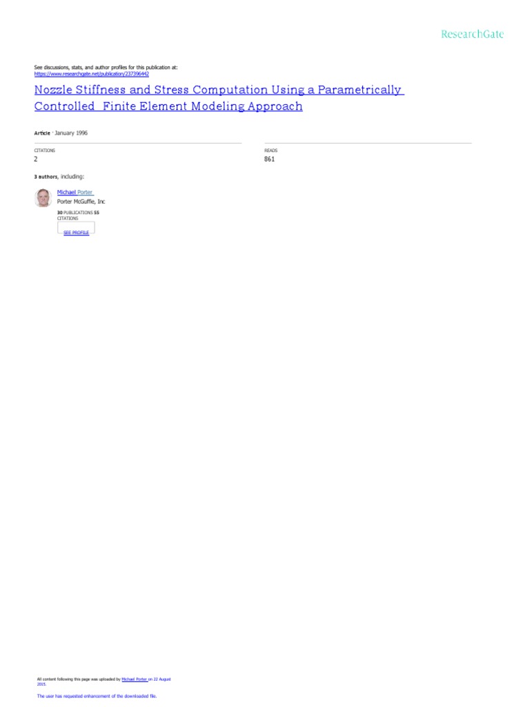 Nozzle Stiffness and Stress Computation Using A Parametrically Controlled Finite Element ...