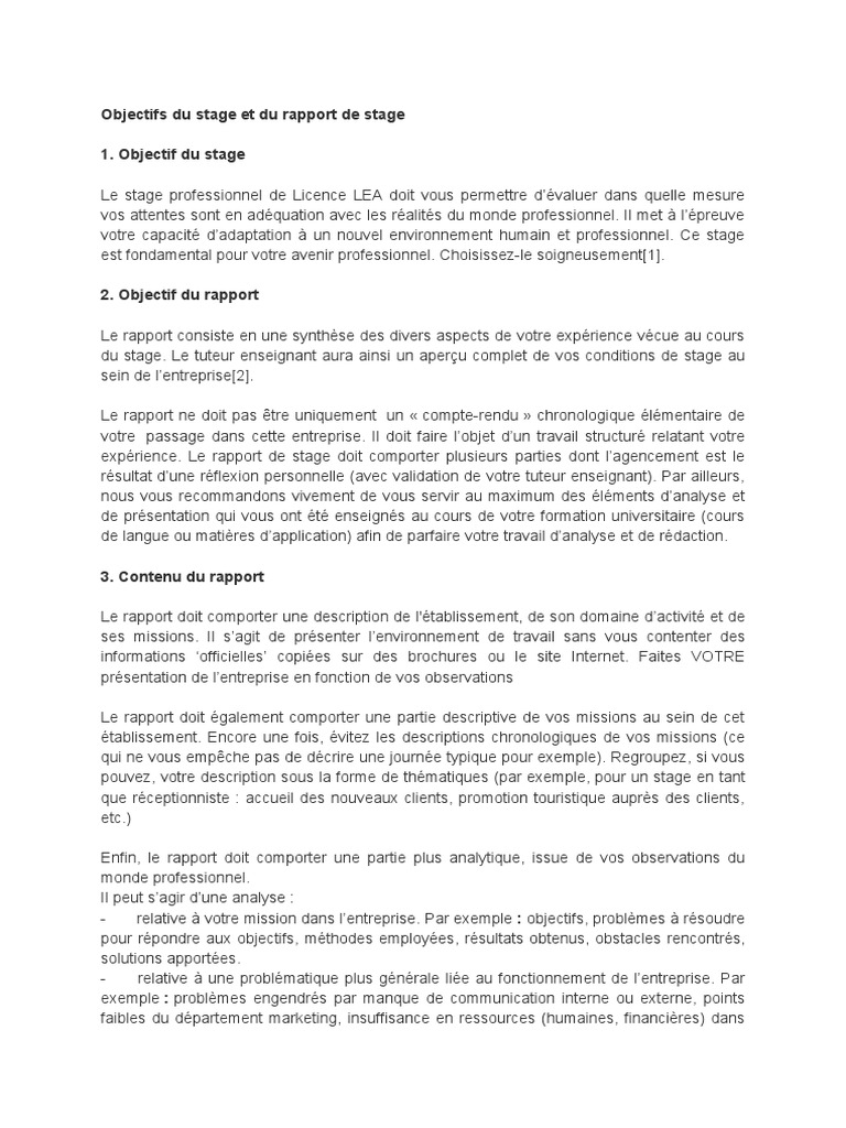 Objectifs du stage et rapport de stage | PDF | Document | Sociétés