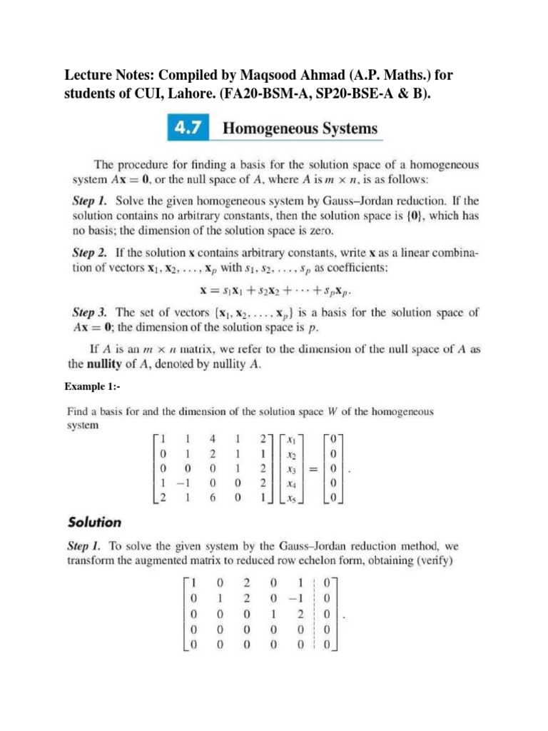 Exercise 4.7, 4.9 Null Space, Rank of Matrix | PDF | Functional Analysis | Mathematical Objects