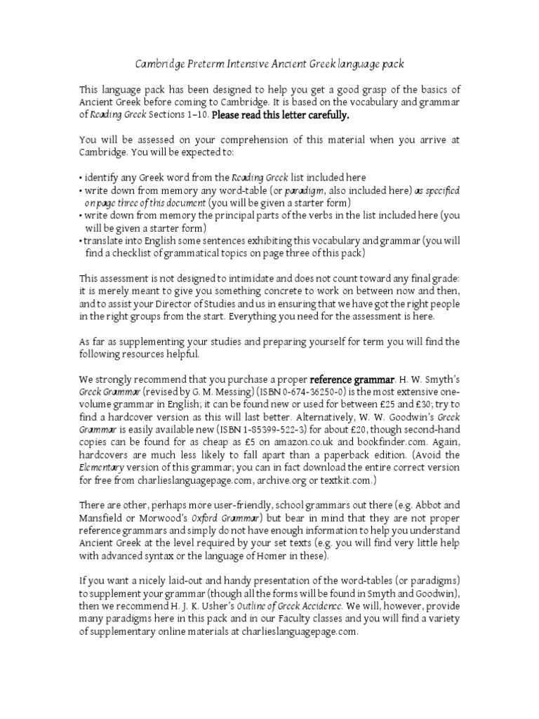 Intensive Greek Language Pack | Download Free PDF | Verb | Linguistic ...